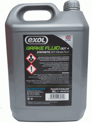 Exol Fully Synthetic Brake & Clutch Fluid DOT 4 specification 5 Litre